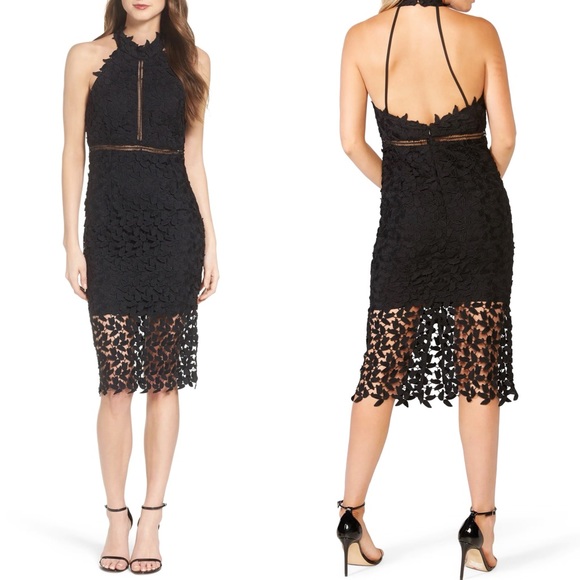 Bardot | Dresses | Bardot Gemma Halter Lace Sheath Dress Party Cocktail ...